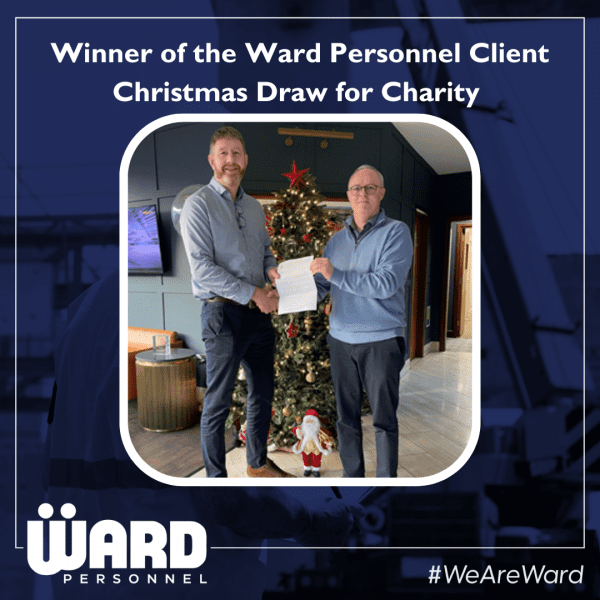 Ward Personnel Client Christmas Draw winner for charity - Ward Personnel